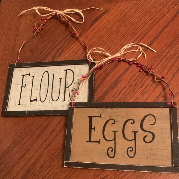 Accents | Flour And Eggs Wooden Pantry Distressed Accent Signs | Poshmark